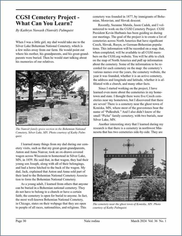 Czech and Slovak Cemeteries in North America | Czechoslovak ...